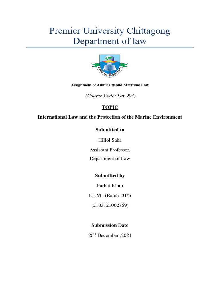 Marine Environment Protection Laws Overview | PDF | Territorial Waters ...