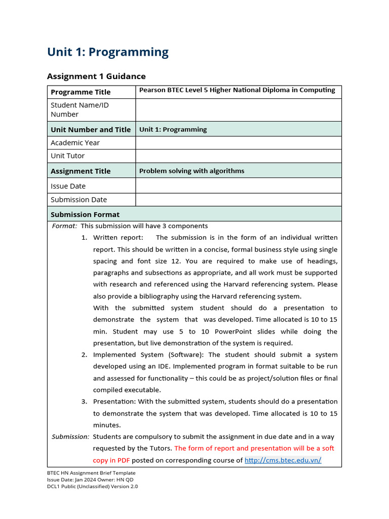 00 - NEW Blank - Assignment Brief 1-Guidance | PDF | Critical Thinking | Thought