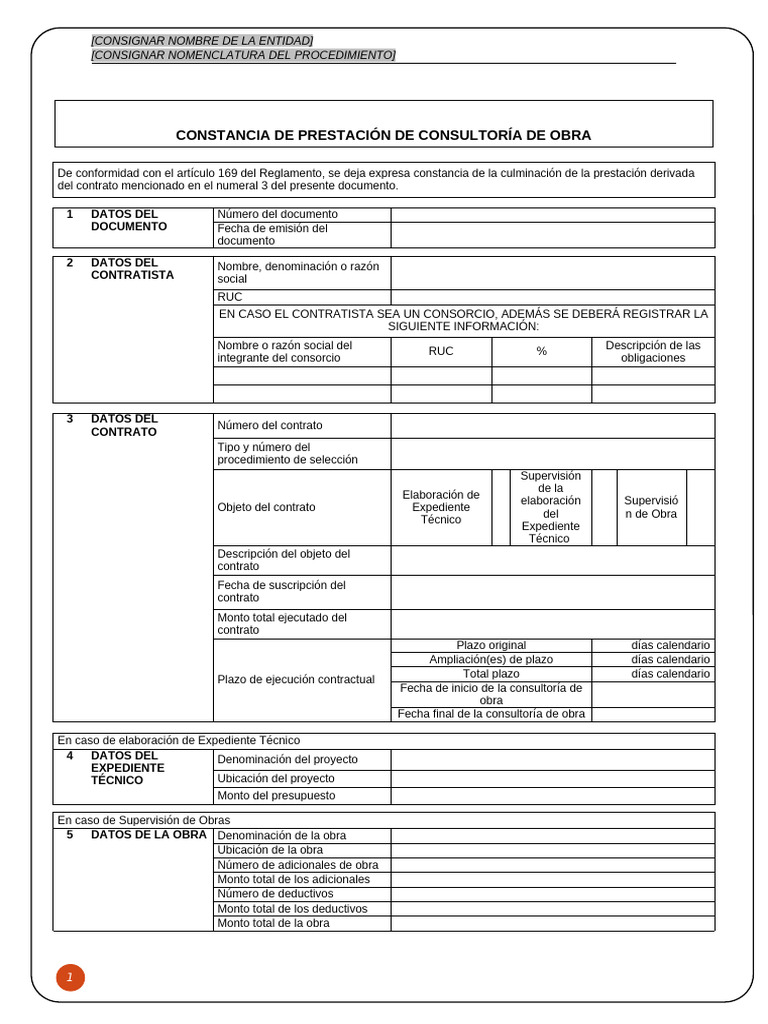 Osce - Constancia de Prestacion Consultoria de Obra | PDF