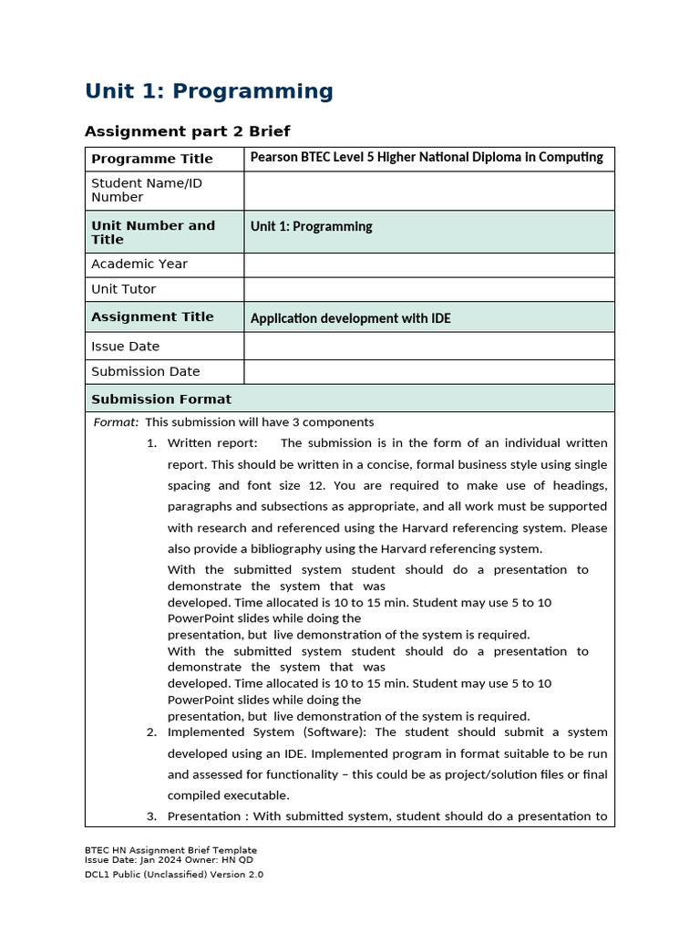 00 - NEW Blank - Assignment Brief Part 2 | PDF | Computer Programming | Integrated Development ...
