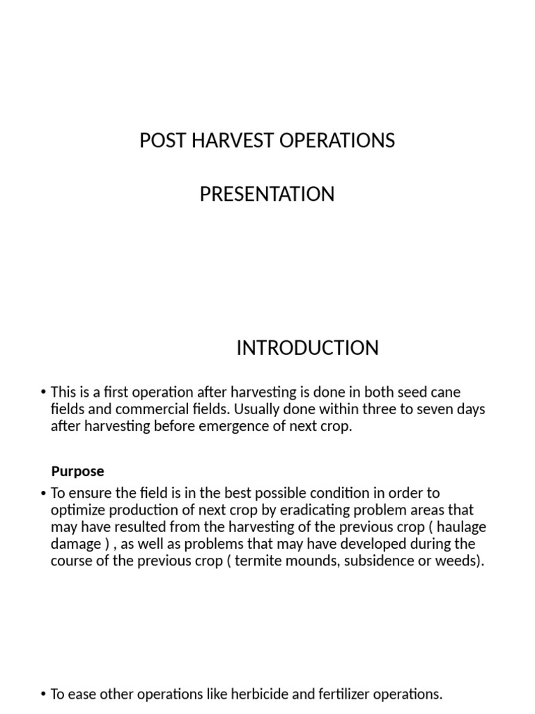 Post Harvest Operations. | PDF | Sugarcane | Agronomy