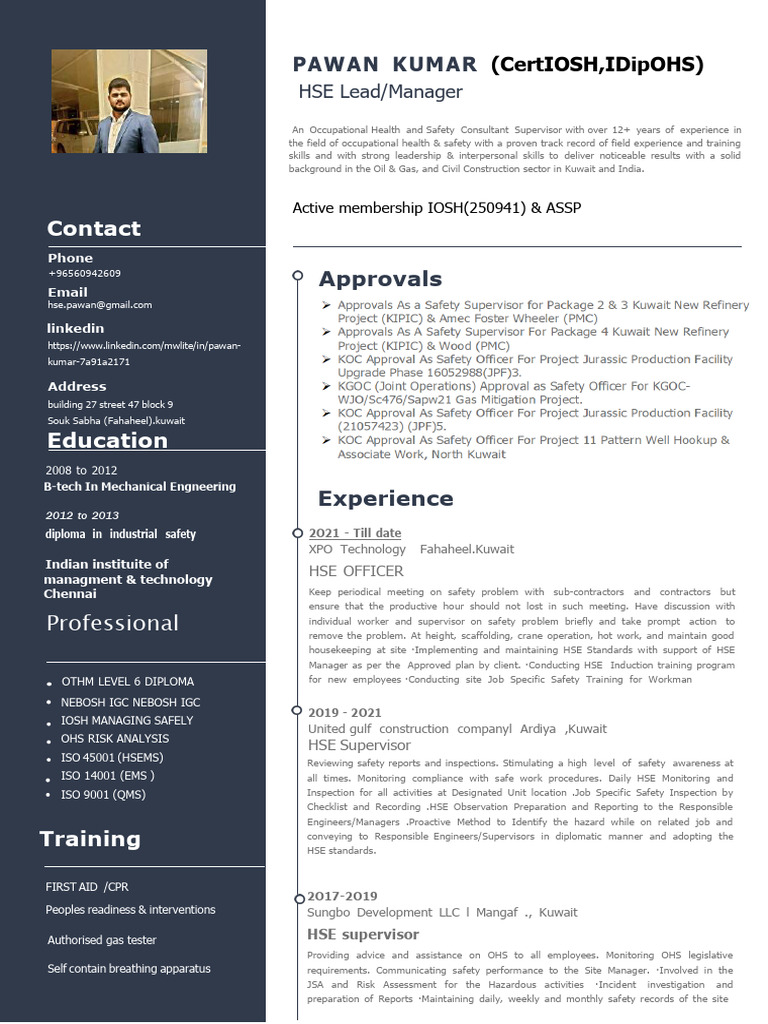 pawan updated cv-compressed | PDF | Occupational Safety And Health | Safety