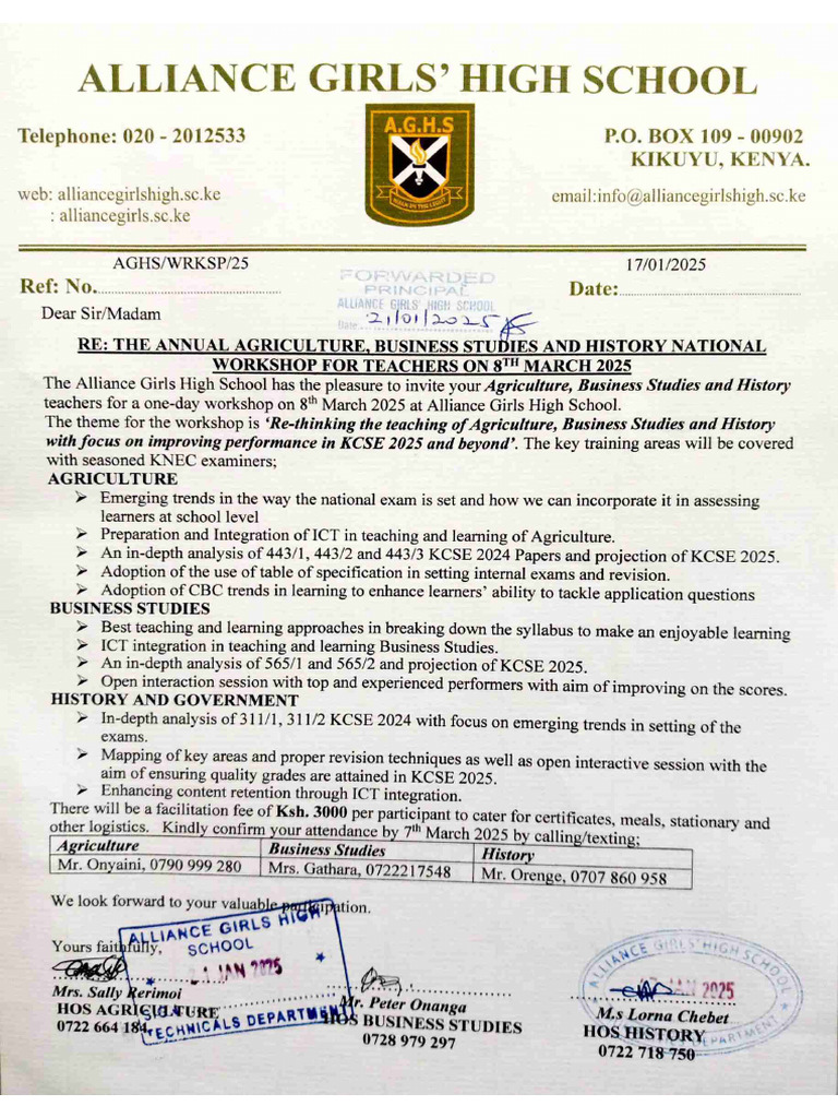 AGHS Agric, Business, History Workshop | PDF