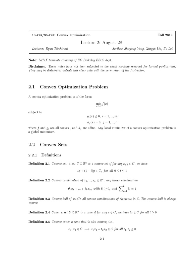 Convex Fns Scribed | PDF | Convex Set | Mathematical Analysis
