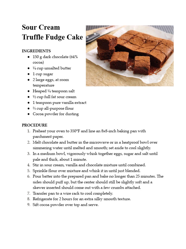 Sour Cream Truffle Fudge Cake | PDF