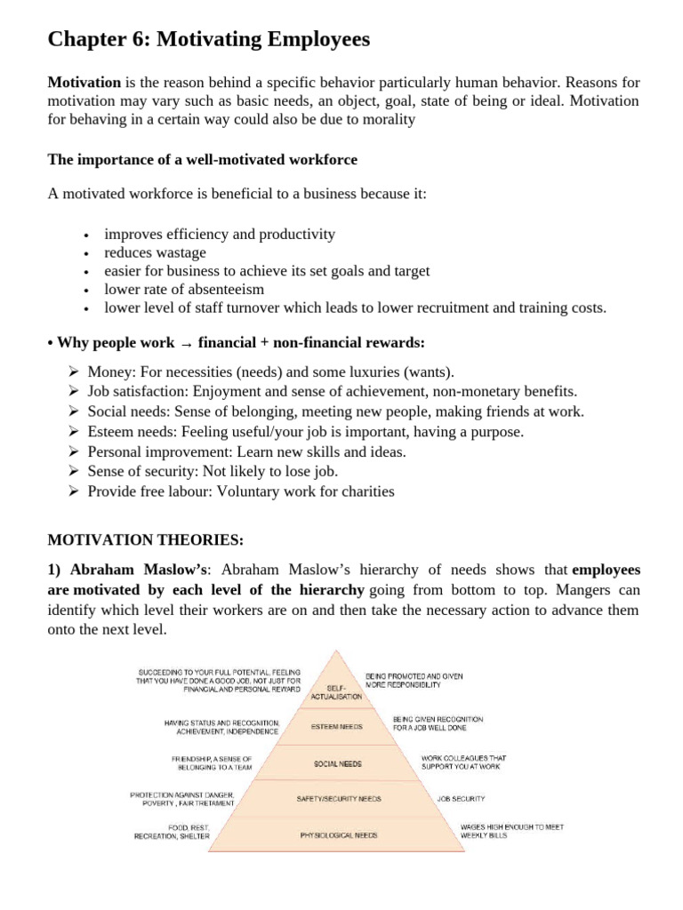 CHAPTER 6 Motivating Employees | PDF | Motivation | Motivational