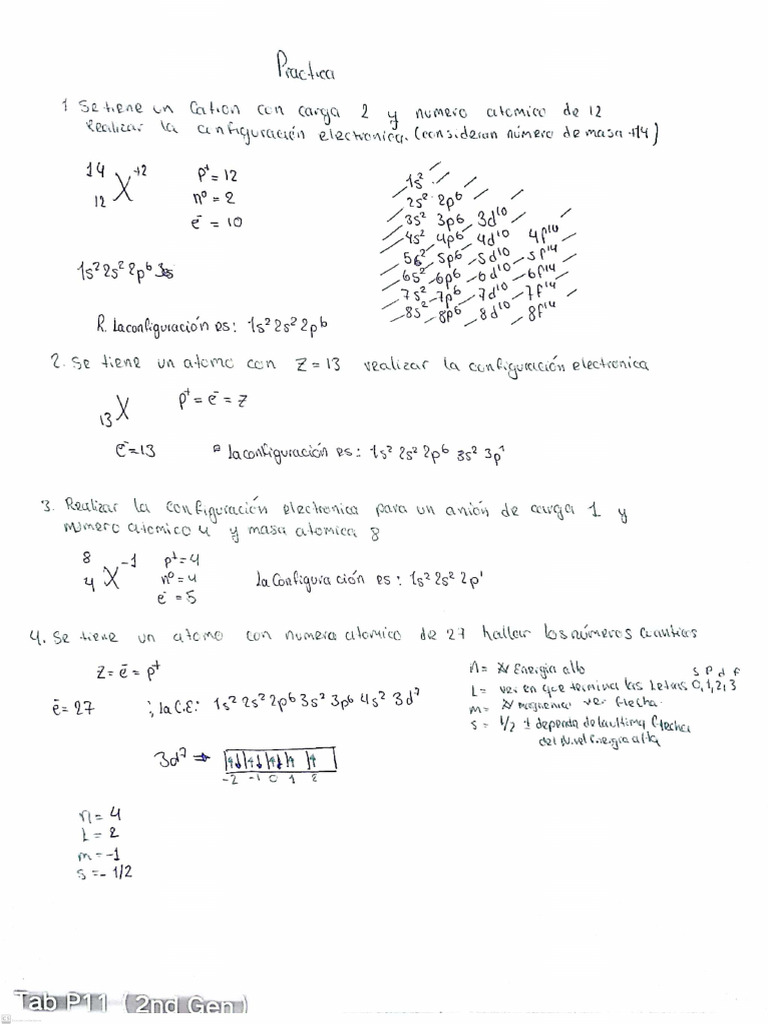 práctica números cuánticos | PDF