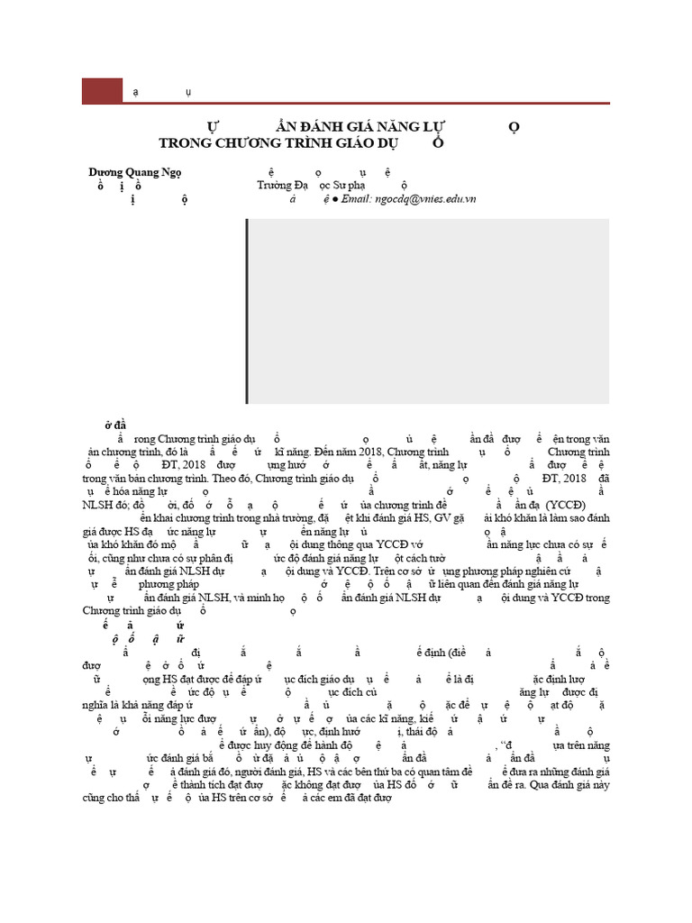 Xy Dng Chun Nh Gi Nng Lc Sinh Hc Trong Chng Trnh Gio Dc Ph Thng 2018 | PDF