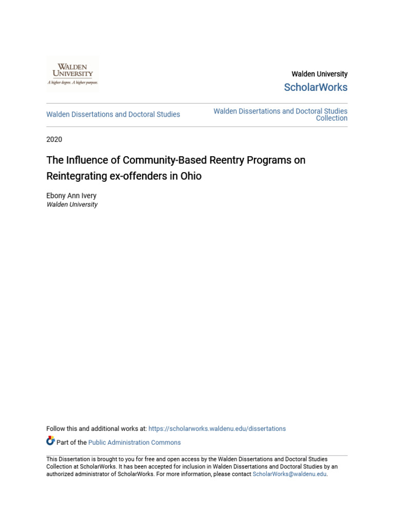 The Influence of Community-Based Reentry Programs On Reintegratin | PDF ...
