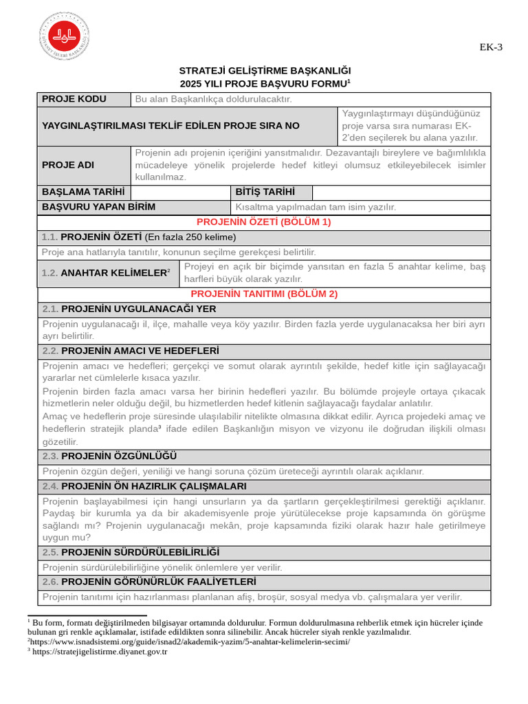 Proje Basvuru Form | PDF