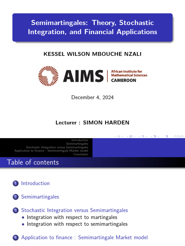 Semi Martingales Presentation | PDF | Stochastic Process | Probability ...