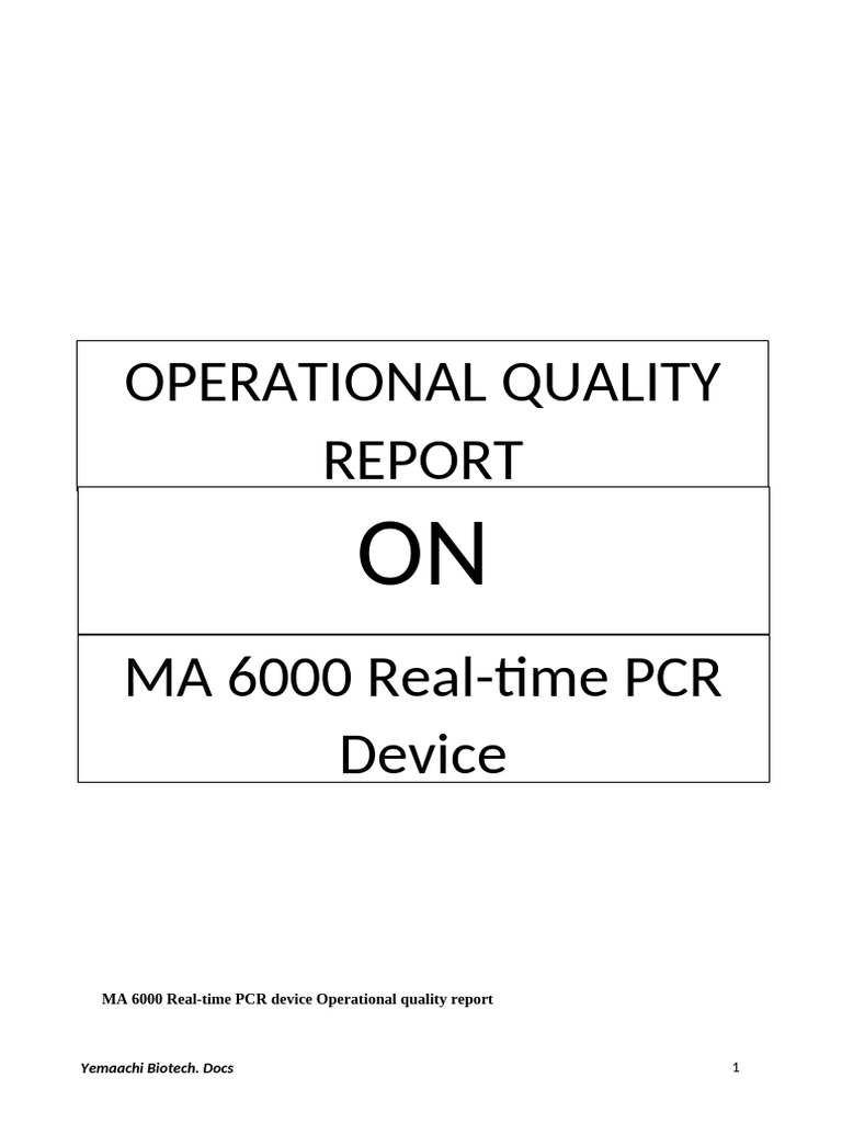 MA6000 Operational quality report | PDF | Polymerase Chain Reaction ...