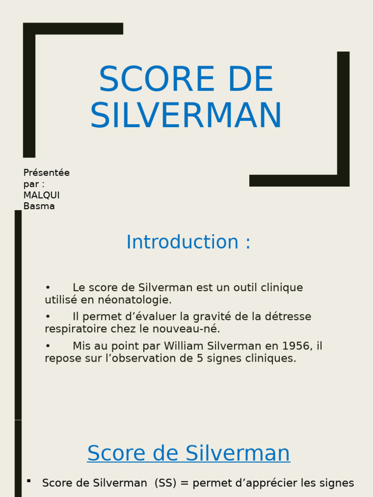 Score de Silverman | PDF | Nourrisson | Médecine clinique