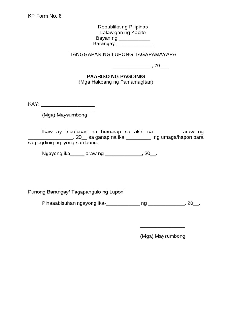 KP Form 8 | PDF