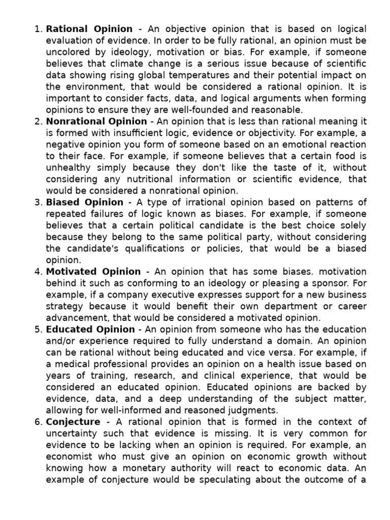 9 Other Types of Opinion | PDF | Rationality | Decision Making