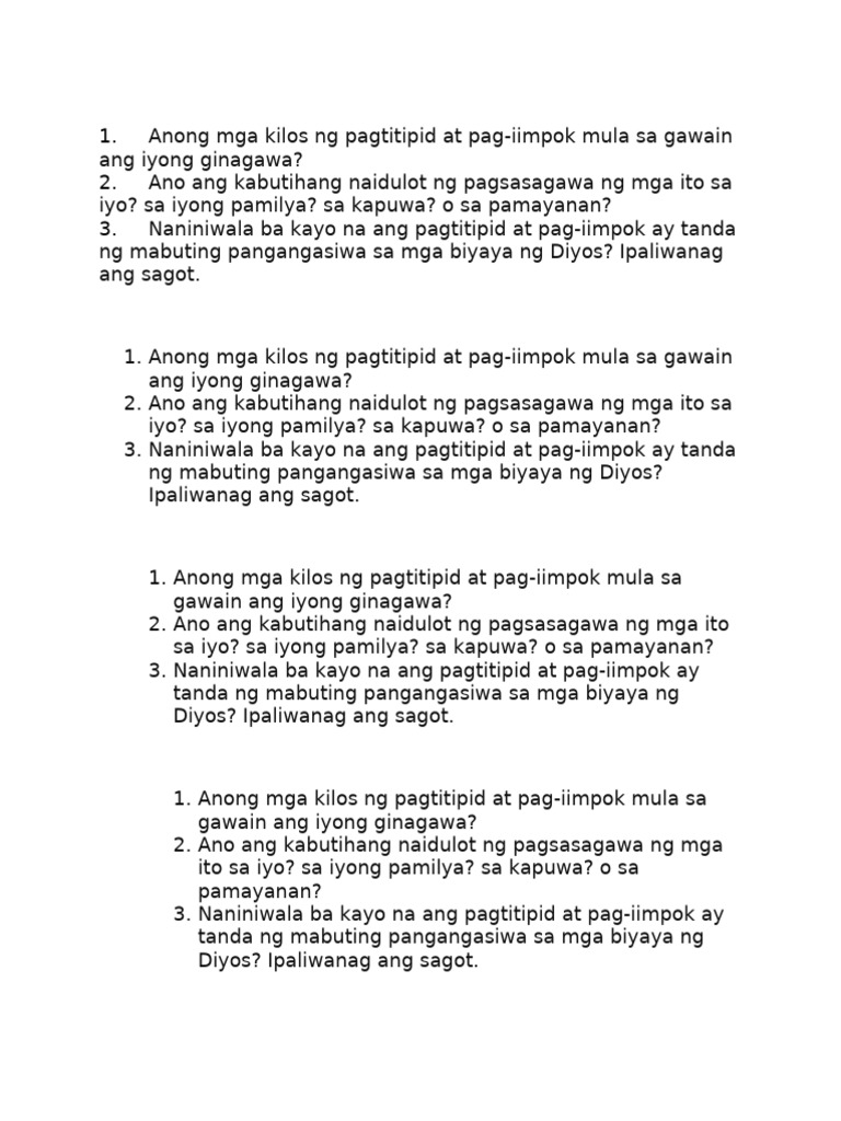 Anong Mga Kilos NG Pagtitipid at Pag | PDF