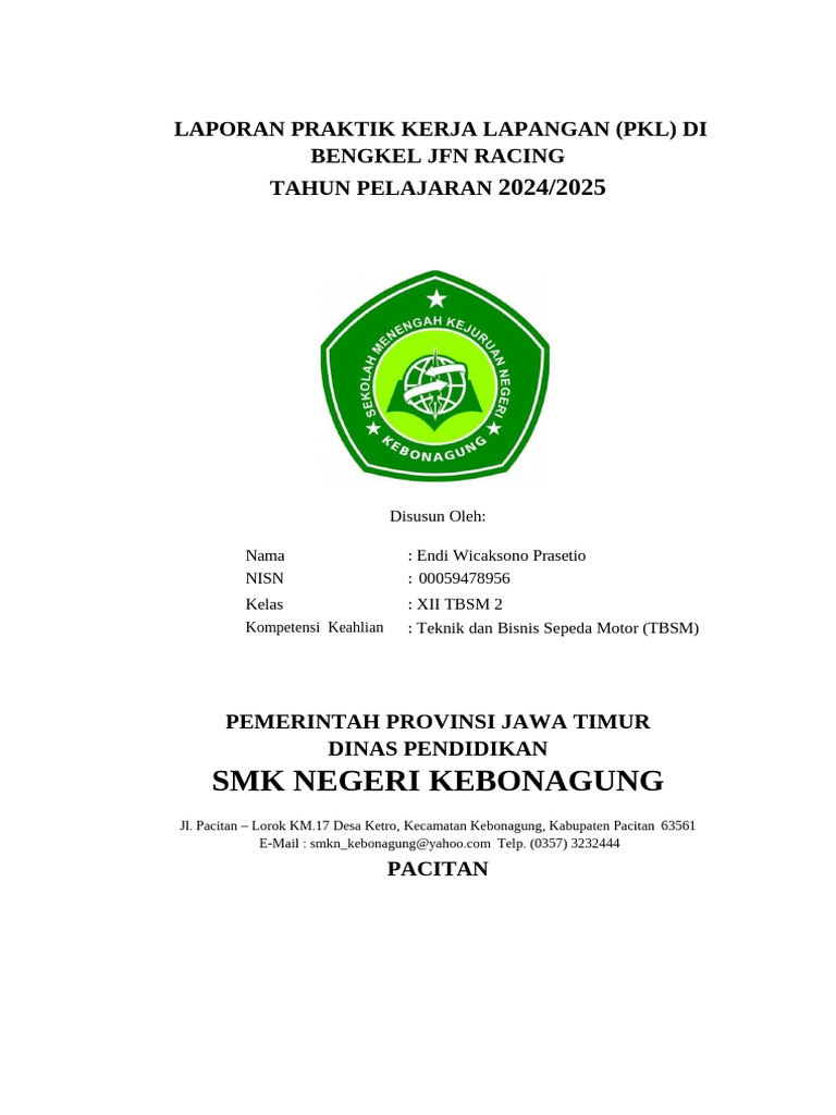 Endi Laporan PKL TBSM 2025 (1) (1) (1) (1) - 1 | PDF