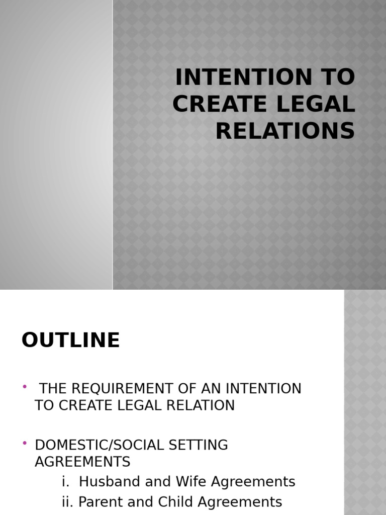 Intention To Create Legal Relations | PDF | Civil Law (Legal System ...