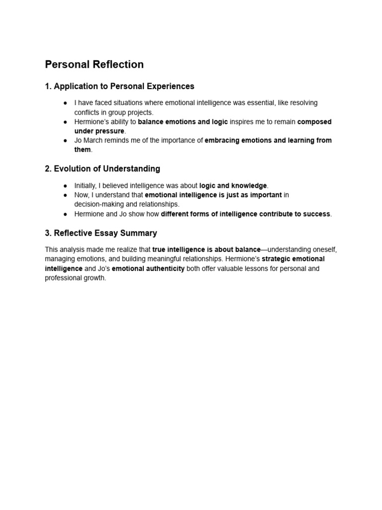 Personal Reflection - Sara | PDF