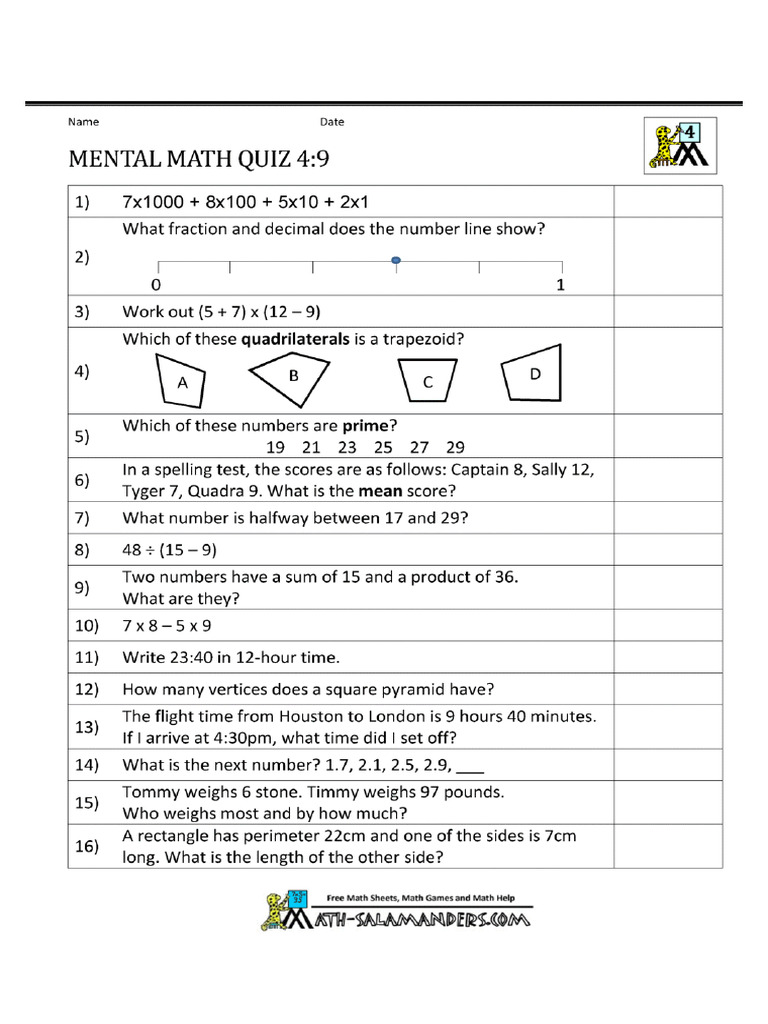 mental-math-worksheets-4th-grade-9 | PDF