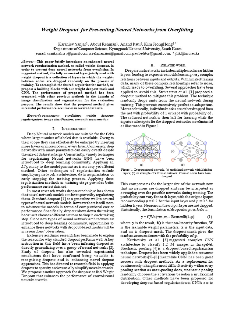 Weight Dropout For Preventing Neural Networks From Overfitting | PDF | Deep Learning ...