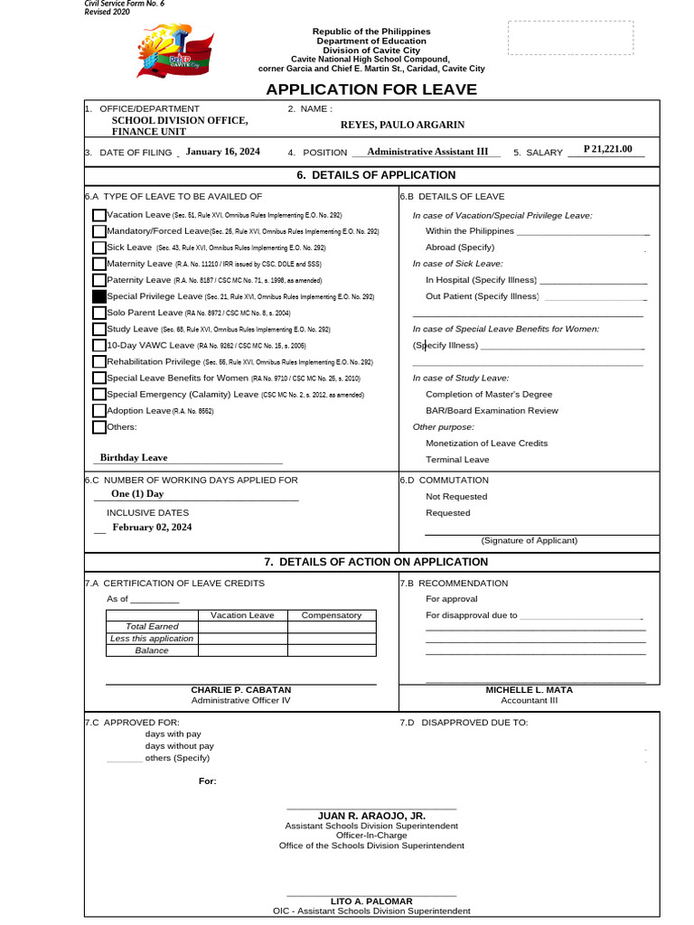 Leave Application Form Template | PDF | Welfare | Social Programs