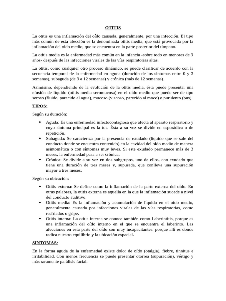 OTITIS | PDF | Oído | Escuchando