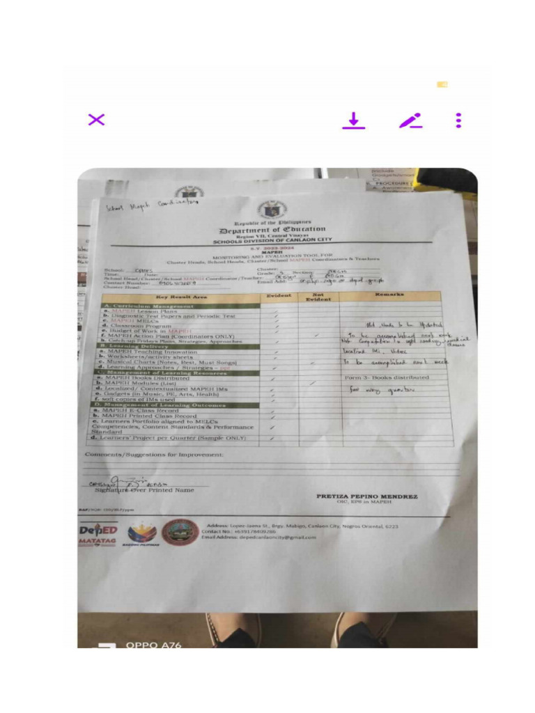 JOSETTE NEEDED FOR SY 24-25-REQUIREMENTS FOR SDO CANLAON | PDF