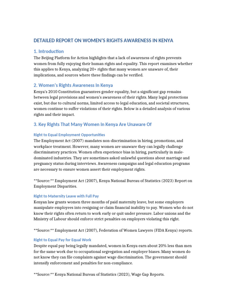 Women Rights Awareness Detailed Report | PDF | Domestic Violence | Woman