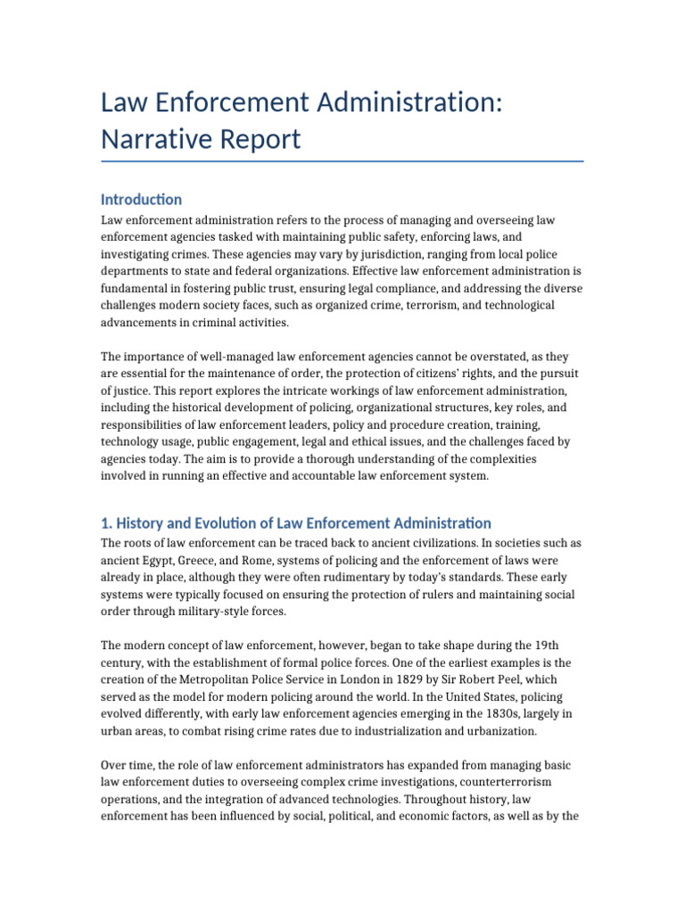 Law Enforcement Administration Overview | PDF | Police | Crime & Violence