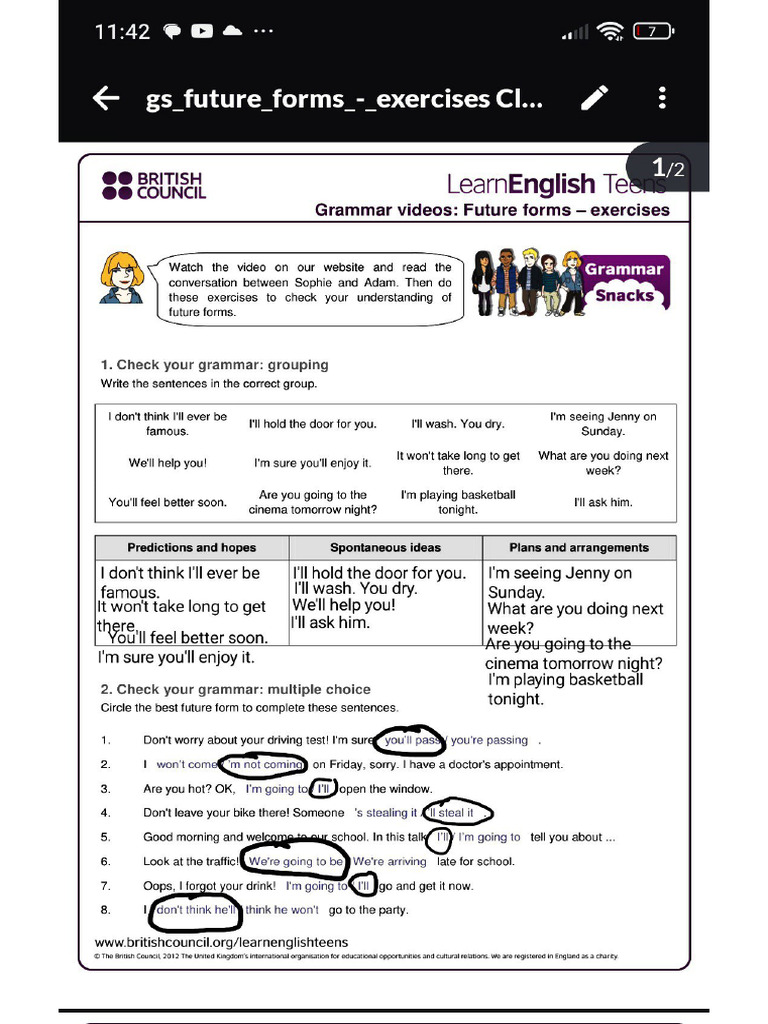 Gs - Future - Forms - Exercises. Claudia | PDF