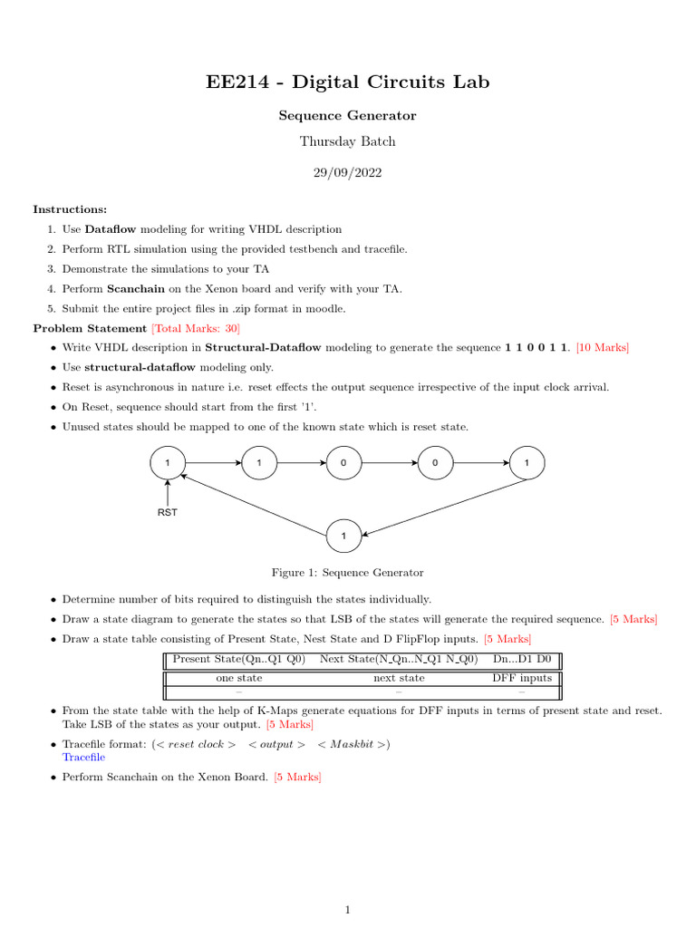 VHDL Sequence Generator Lab Guide | PDF | Vhdl | Electronic Design ...