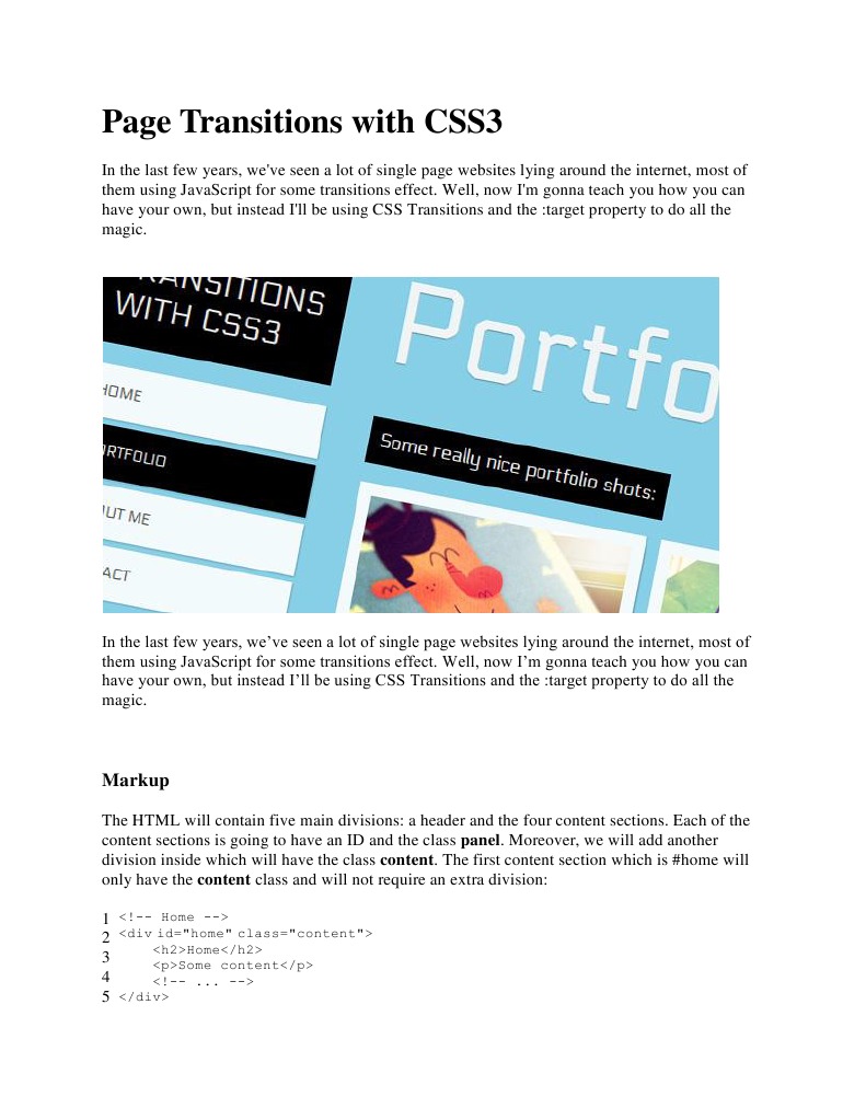 Page Transitions With CSS3 | PDF | Cascading Style Sheets | Cyberspace