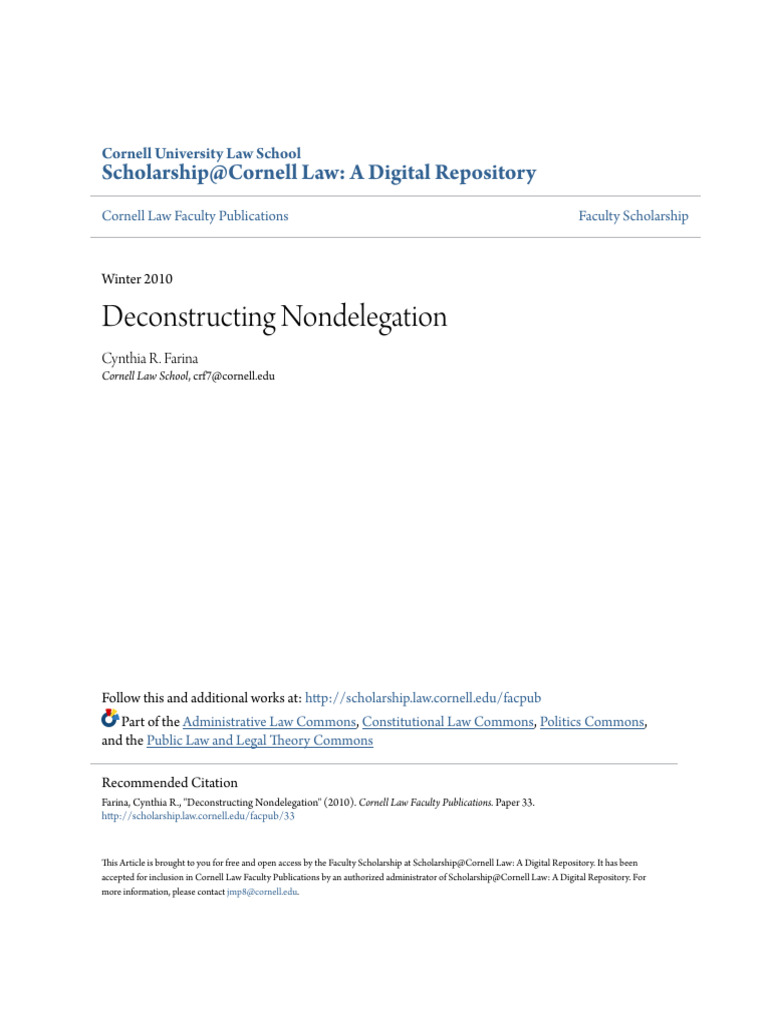 Deconstructing Nondelegation | PDF | United States Congress | American ...