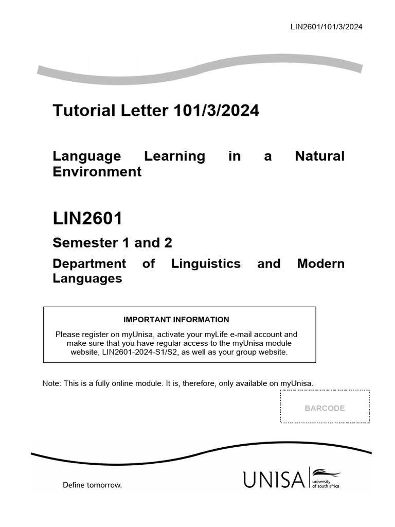 LIN2601 Language Learning Online Guide | PDF | Turnitin | Language ...