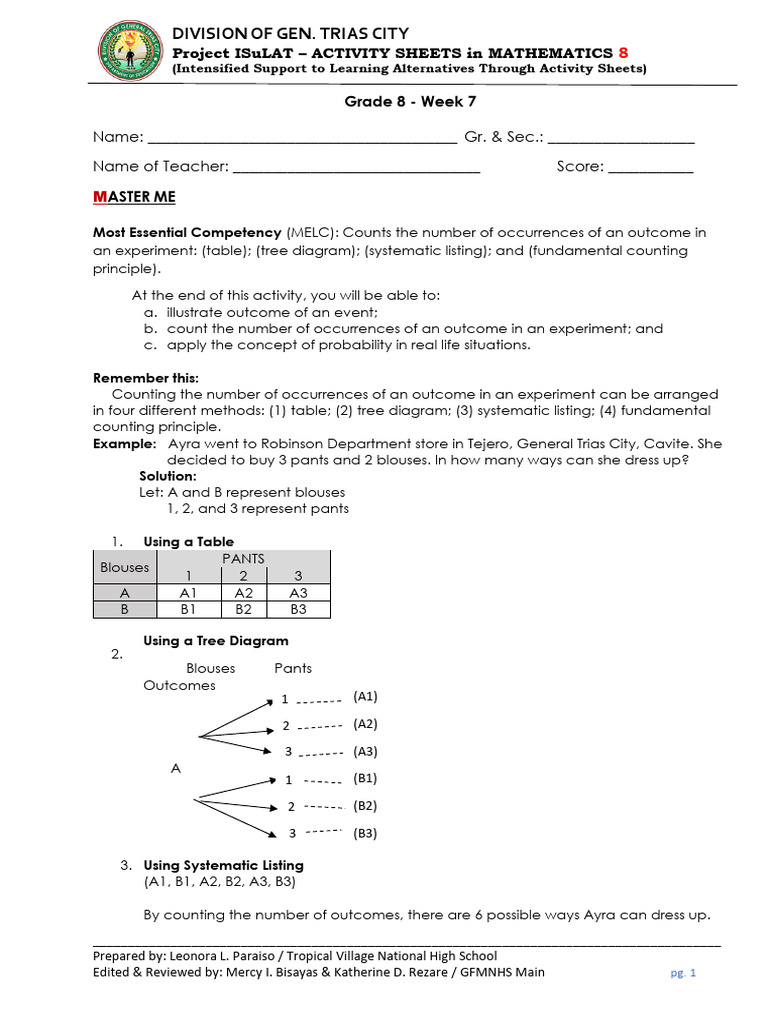 Mathematics For Grade 8 - Quarter 4 - W7 | PDF