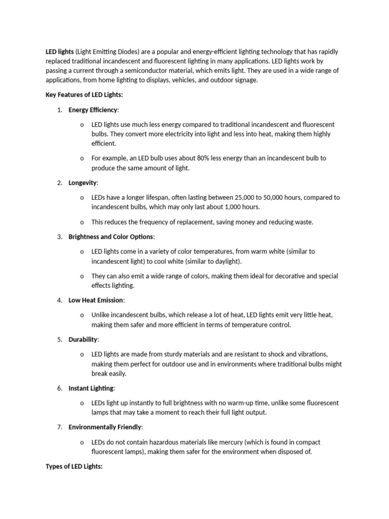led lights | PDF | Light Emitting Diode | Lighting
