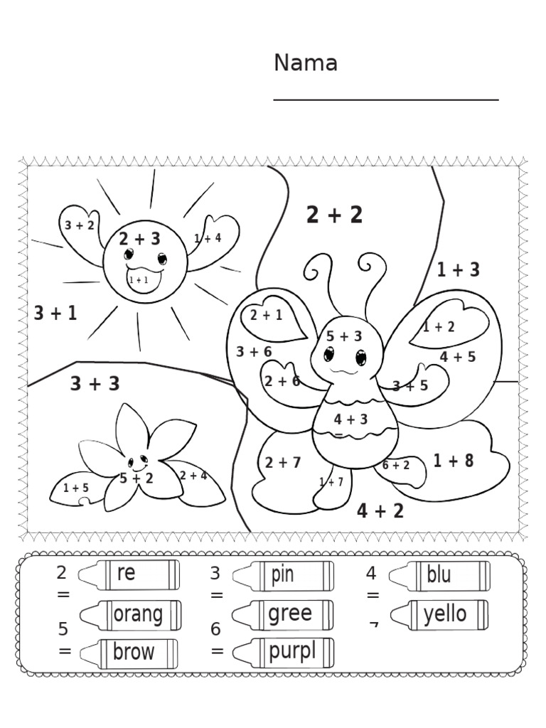 Addition Coloring Worksheet | PDF