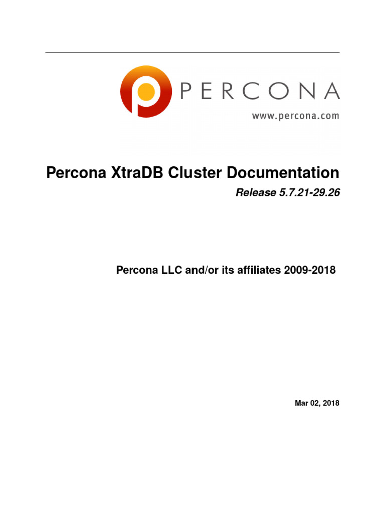 PerconaXtraDBCluster-5 7 21-29 26 | PDF | Computer Cluster | Replication (Computing)