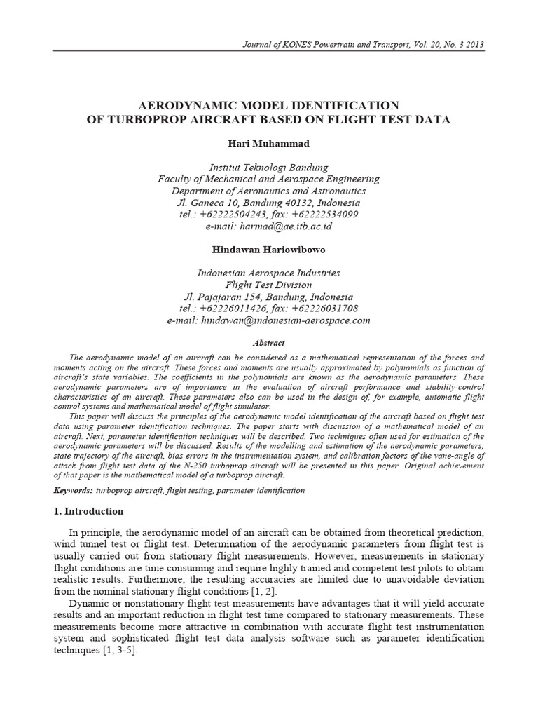 Aerodynamic Model of Turboprop Aircraft | PDF | Applied Mathematics