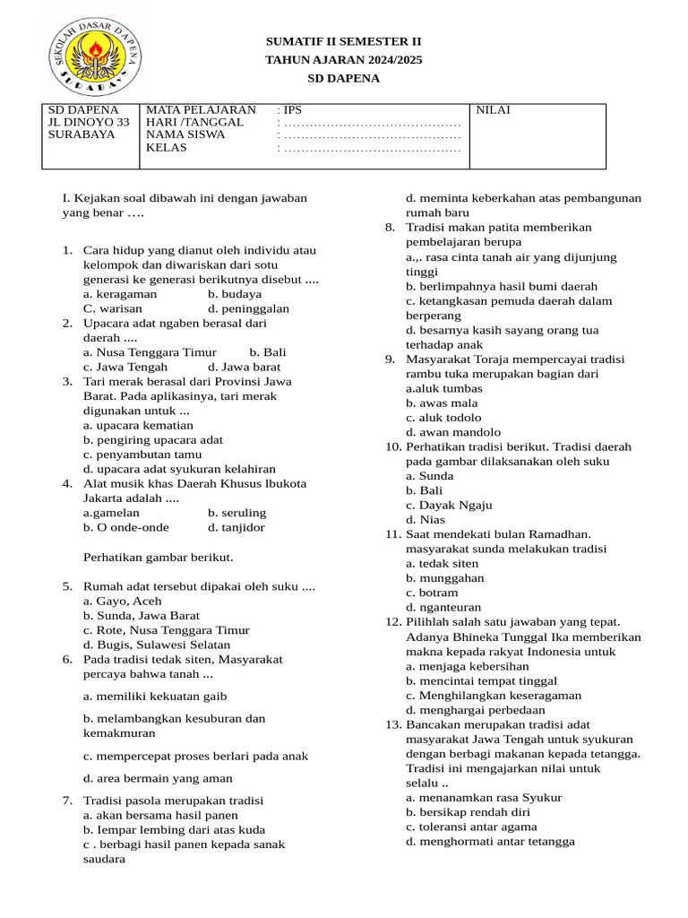 Sumatif Ii Semester Ii Ips | PDF