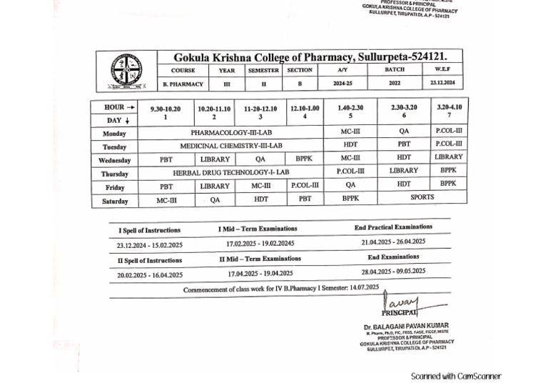 B Sec. Timetable - 2 | PDF