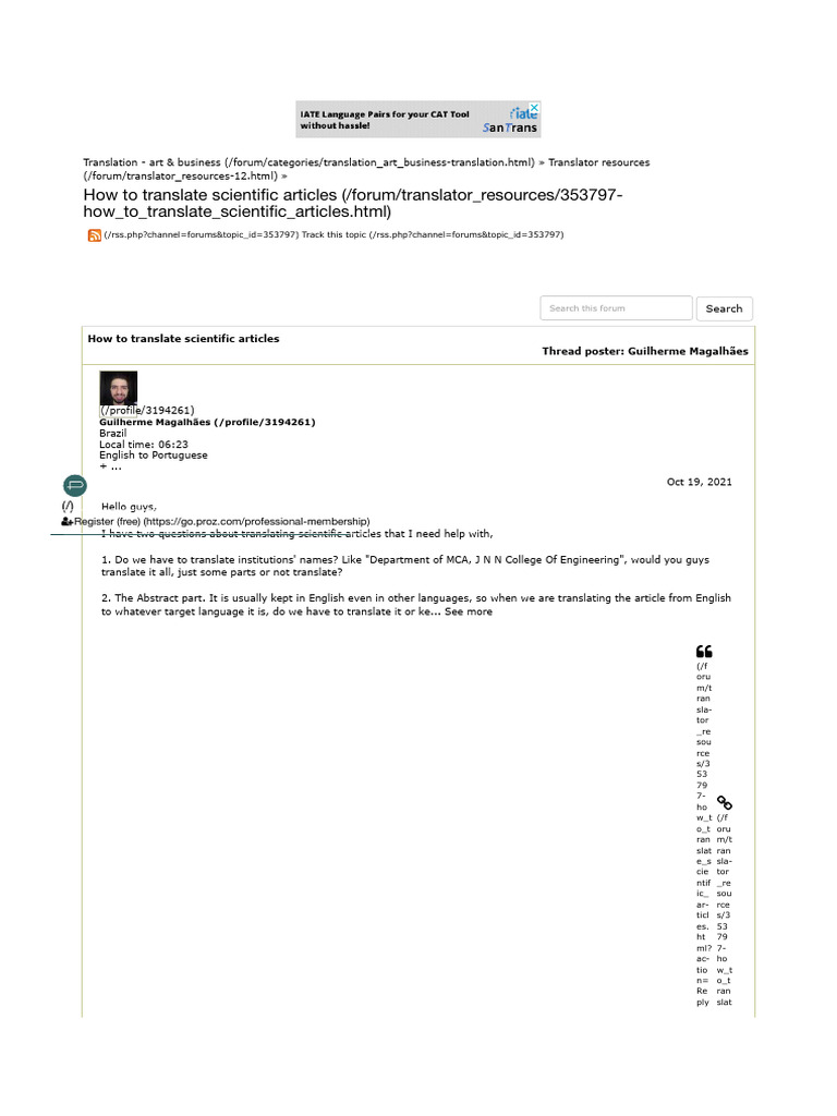 Translating Scientific Articles Guide | PDF | Human Communication