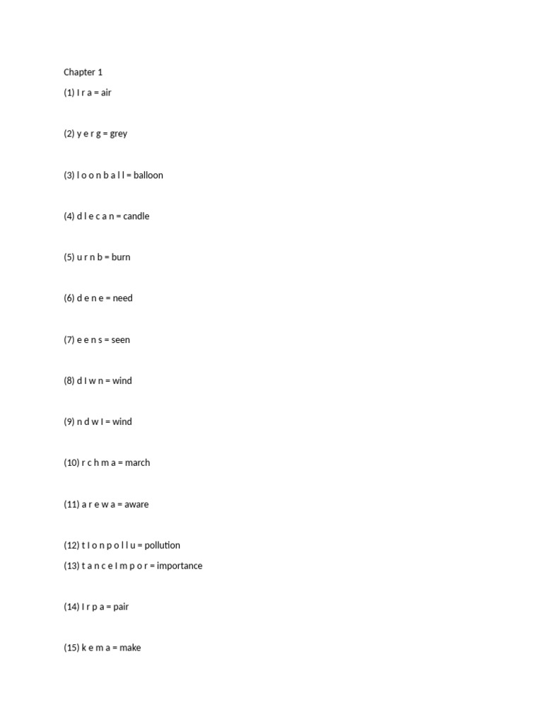 Jumbled Words for Class 2 GK | PDF | Zoology