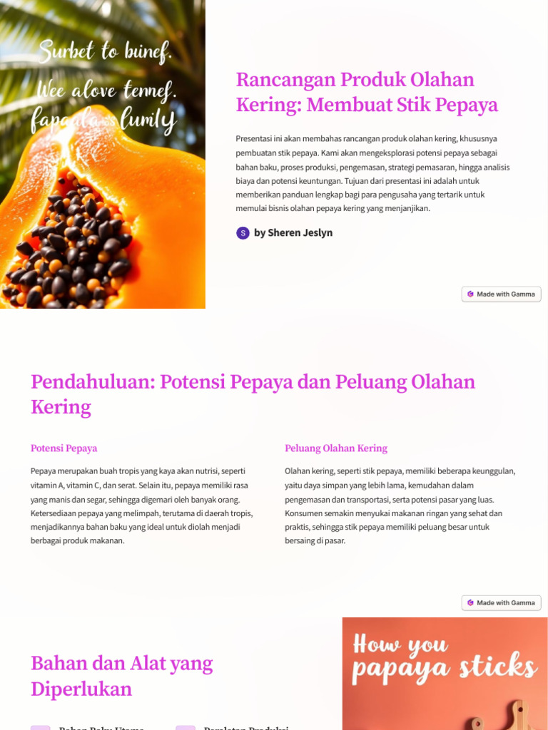 Rancangan Stik Pepaya Crispy | PDF