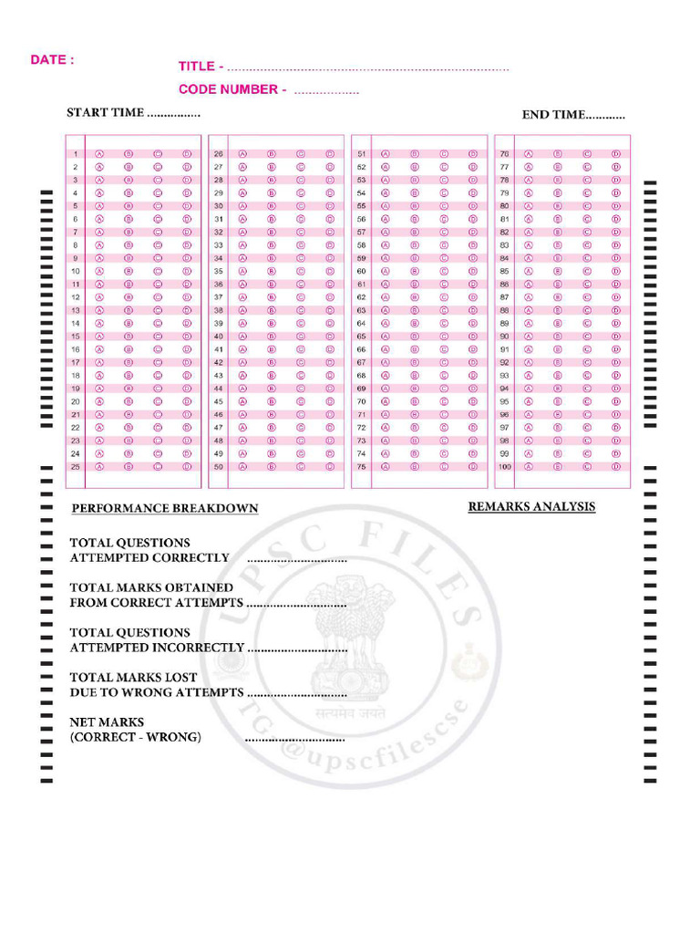 Omr Practice Sheet | PDF