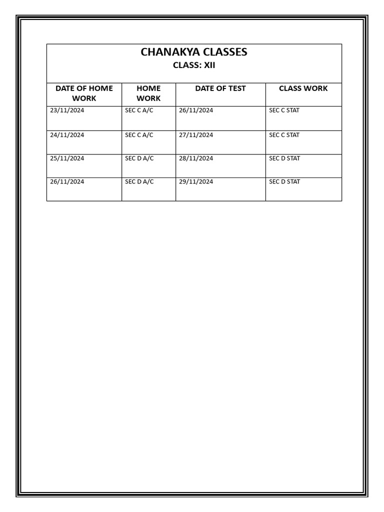 Class Xii Schedule | PDF