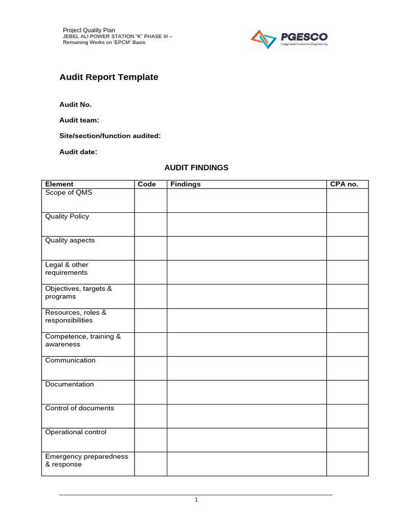 Audit Report Format | PDF