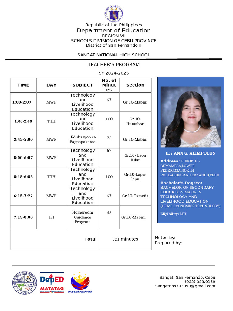 ALIMPOLOS Teachers Program SY 2024 2025 | PDF | Philippines