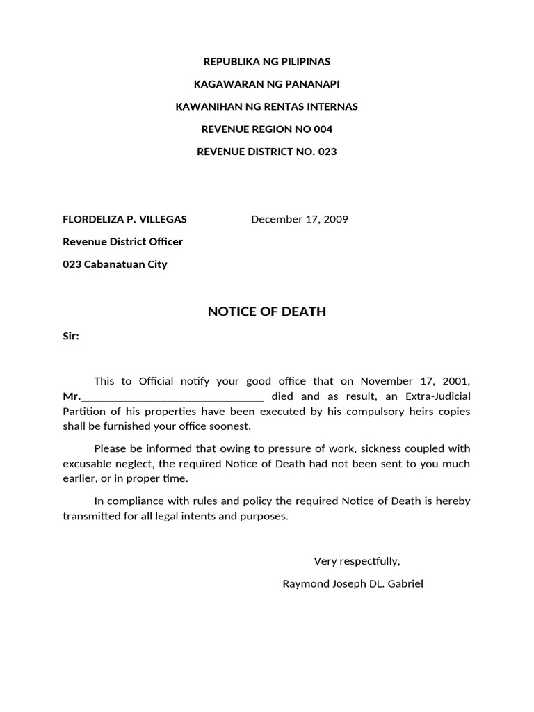Notice of Death | PDF